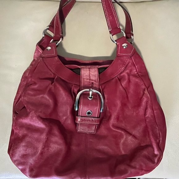 Coach | Bags | Coach Red Leather Hobo Bag | Poshmark